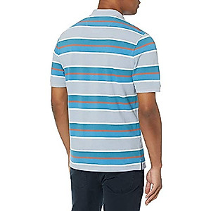 Amazon Essentials Men's Regular-Fit Cotton Pique Polo Shirt, Blue White Stripe, X-Small