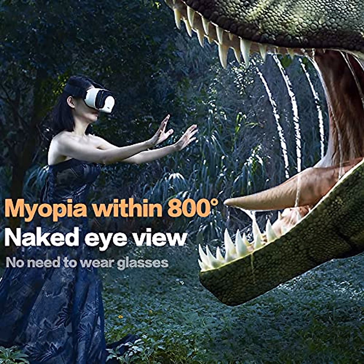 VR Headset with Controller Adjustable 3D VR Glasses Virtual Reality Headset HD Blu-ray Eye Protected Support 5~7 Inch with Controller