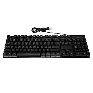 USB Gaming Keyboard, RGB Lighting Effect Thickened Low Base One Piece Design High and Low Key Design Gaming Keyboard for Gaming for Home for Office(H600 Black Characters-Single Keyboard)