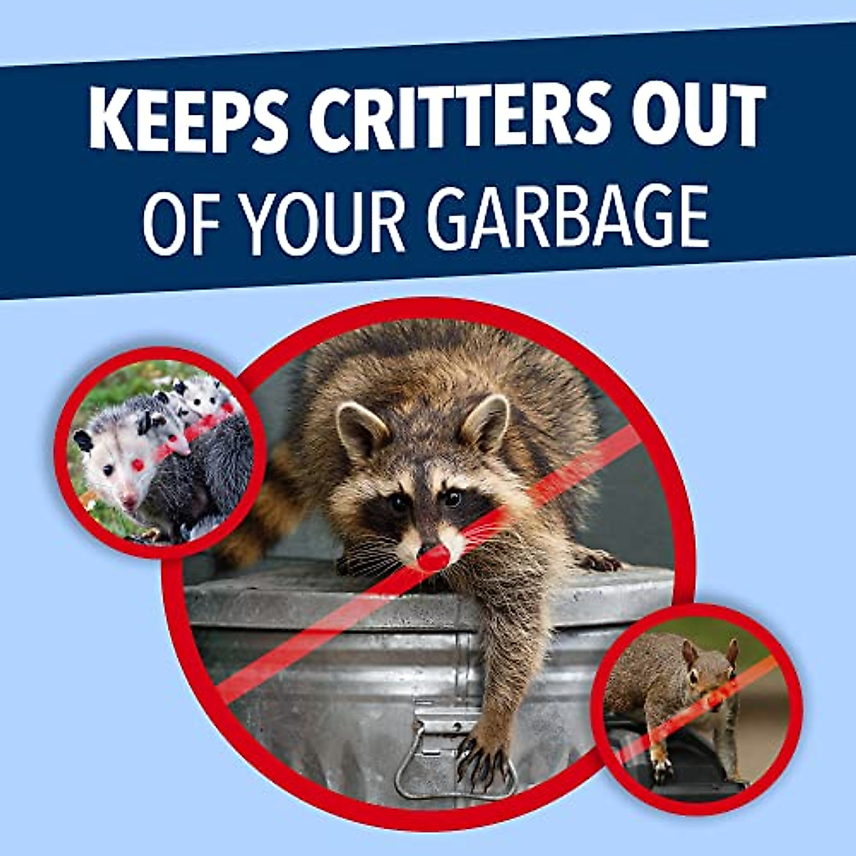 [3 Pack] Trash Can Locks for Animals - Trash Can Lid Lock for Wildlife & Raccoon Proof Garbage Cans - Keeps Outdoor Bins Secure - Fits Circular & Hinged Lids - 6 Trash Can Clips & 6 Heavy Duty Bands
