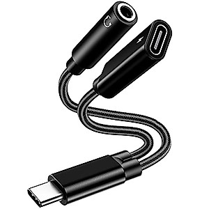 USB Type C to 3.5mm Headphone Jack Audio Adapter and Charger,2 in 1 USB C to Aux Audio Adapter with 60w PD3.0 Fast Charger,Compatible with Samsung Galaxy A53 A33 S23 S22 S21,Google Pixel 7