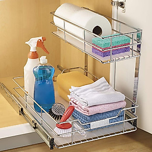 Cuisinart 14" 2-Tier Sliding Cabinet Organizer, Chrome Finish