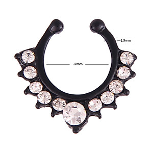 Vitaltyextracts 16pcs Fake Nose Rings Hoop Stainless Steel Faux Fake Lip Ear Nose Septum Ring Non-Pierced Clip On Nose Hoop Rings