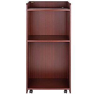 VEVOR Wood Podium, 23.6" x 47.2", Lecterns and Podiums w/ 4 Rolling Wheels, Baffle Plate & Shelf, Easy Assembly Walnut Wood Lecterns for Church, Office, School, Home