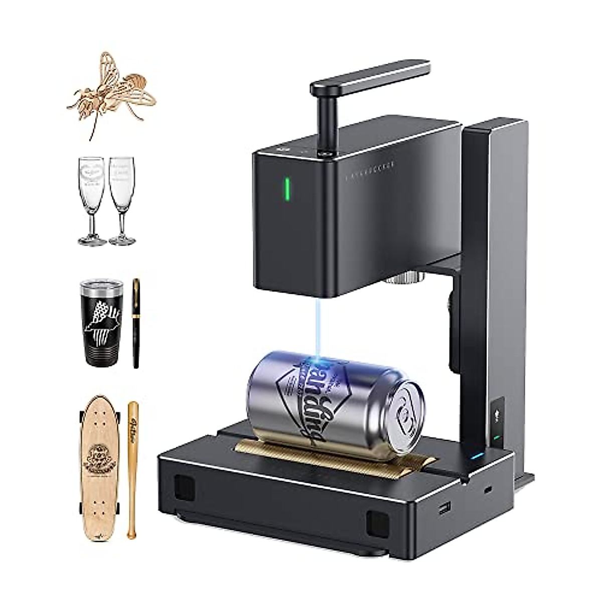 LaserPecker 2(Pro) Laser Engraver, 60W Laser Engraving Machine Handheld 5W Compressed Spot 0.05mm High Precision, 36000mm/min High Speed Laser Etching Cutter for Wood Alloy Leather - with Roller