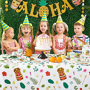WERNNSAI Hawaiian Luau Table Covers - 54” x 108” Disposable Plastic Tablecloth Aloha Tiki Party Supplies Summer Pool Tropical Party Decorations