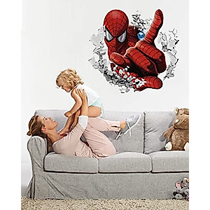 Kids Superhero Wall Decals Spiderman Wall Poster Decal Stickers Wall Decal Peel and Stick for Boys Bedroom Playroom Wall Decor