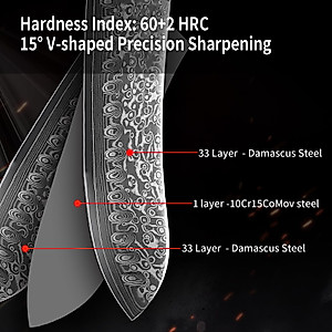 KEIZOKU Damascus Steel Santoku Knife 7 Inch, Japanese Professional 10Cr15MOV Blade with Hand Forged Hammer Pattern, Ultra Sharp Kitchen Knife with Abalone Shell Ergonomic Handle