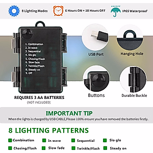 Tcamp 33ft 100LED Christmas Lights Outdoor Indoor, Battery Operated Christmas Tree Lights with Remote Timer, 8 Modes Fairy String Lights for Christmas Tree Wreath Bedroom Decor (Warm White)