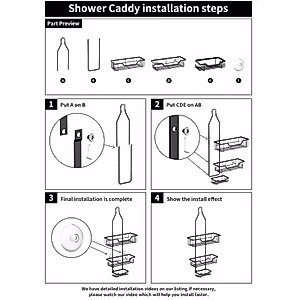 YCOCO Hanging Shower Caddy,Shower Caddy Over Shower Head,Rustproof Shower Organizer with Hooks for Razor and Soap Holder,Bathroom Shower Shelf,Black