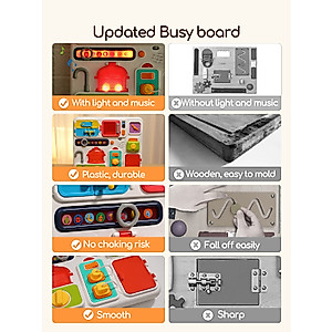 Busy Board for 1 2 3+ Year Old Baby Musical Toy for Boy Girl Montessori Travel Sensory Toys Toddlers Kitchen Fine Motor Skills