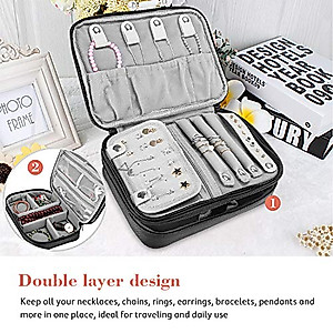 ProCase Travel Jewelry Case Organizer Bag, Ideal Gift for Women Girls Christmas Valentine's Day, Soft Padded Jewelry Carrying Pouch Portable Storage Box Holder for Earrings Rings Necklaces Bracelets Chains