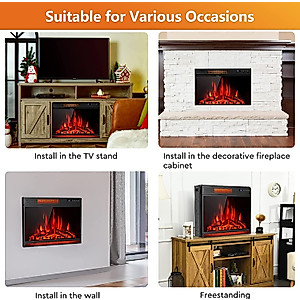 ARLIME 25 Inch Electric Fireplace Inserts in-Wall Recessed and Freestanding Fireplace Heater, 1400W Electric Room Heater Indoor with 3D Adjustable Flame, Remote Control, Thermostat, and Timer