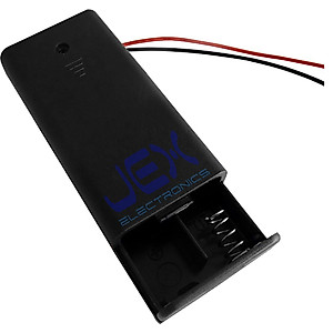 Jex Electronics Two/Twin/2X AA DIY Battery Holder Case Box 3V with Power Switch & Bare Wire Ends