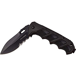 TAC Force Spring Assisted Knife, Black/Black Double Injection Handle, 3.75"