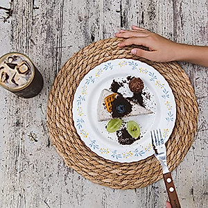 Defined Deco Woven Placemats Set of 10,13" Round Rattan Placemats,Natural Hand-Woven Water Hyacinth Placemats,Farmhouse Weave Place Mats,Rustic Braided Wicker Table Mats for Dining Table,Home,Wedding.