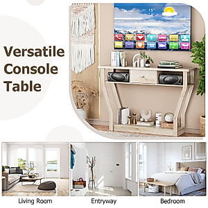 KOTEK 47'' Console Table with Storage Drawer and Shelves, Narrow Sofa Table, Accent Foyer Table, Entryway Table for Hallway, Living Room, Easy Assembly (Grey)