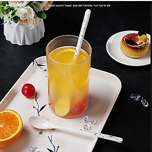 Dadamong Melamine Long Handle Mixing Spoon Set of 12, Plastic Teaspoon, 8.8 Inch Stirring Spoons for Jam Honey Coffee Tea Ice Cream Cocktail Hot Chocolate (Random Pattern)