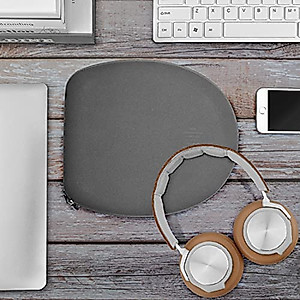 Geekria Shield Case Compatible with B&O BeoPlay HX, H95, H9, H9i, H8, H8i, H7, H6, H2 Headphones, Replacement Hard Shell Travel Carrying Bag with Cable Storage (Microfiber Grey)