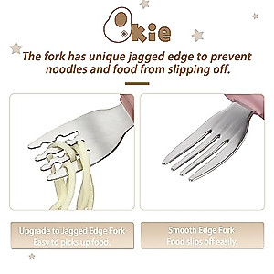 Qkie 4 Pack Toddler Utensils, Toddler Forks and Spoons, Baby Fork Self Feeding, Stainless Steel Baby Silverware with BPA Free Silicone Grip, 8 Months+(Sand & Grey)