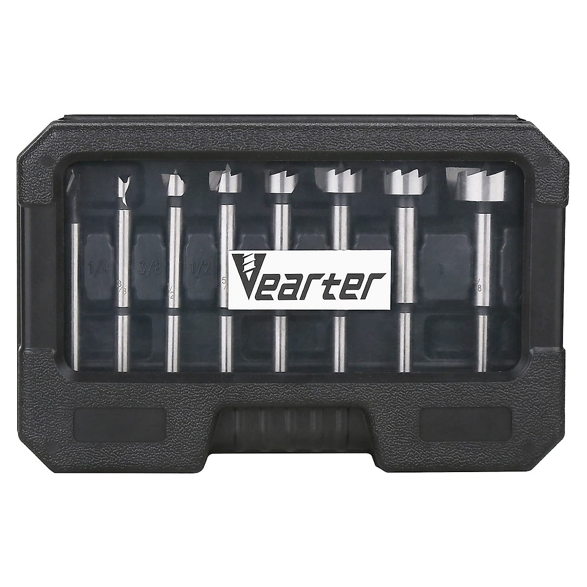 Vearter 8PCS/Set Forstner Drill Bits, 1/4'' to 1-3/8'' Round Shank Multi Sided Wood Drill Kit, Woodworking Self-Centering Hole Saw Tool for Solid Wood, MDF, Plastic, Particleboard, Plywood