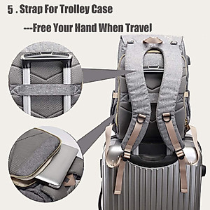 Loodial Diaper Bag Backpack with USB Charging Port for Bottle Warmer, Multifunction Travel Back Pack Maternity Baby Nappy Bags, Large Capacity, Waterproof and Stylish, Grey-Pink