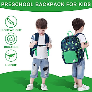 VASCHY Kids Backpack for Boys, Cute Lightweight Water Resistant Preschool Backpack for Boys and Girls Kindergarten Bookbag Dinosaur