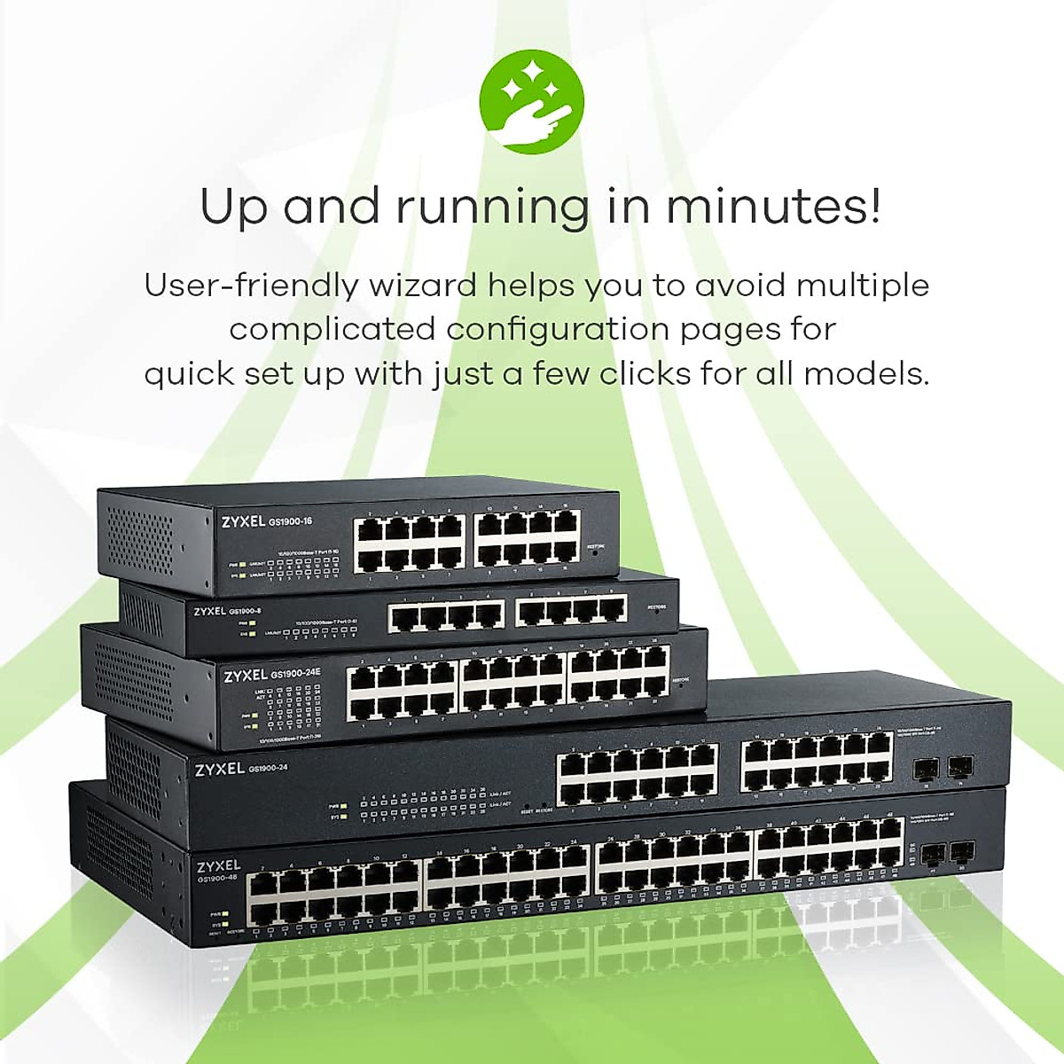 ZYXEL 24-Port Gigabit Ethernet Smart Switch (GS1900-24E) - Managed, Small Form Factor, Limited Lifetime Protection
