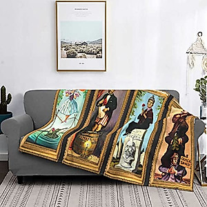 Sazkuyra Halloween Haunted House Flannel Fleece Best Throw Blanket, Haunted Blankets Mansion Blankets for Winter Picnic Wedding Gift, Super Cozy and Comfy Easy Care 50'x40', Black