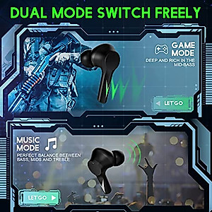 Coolme Hero5 Wireless Earbuds Bluetooth Headphones with Microphone, Game/Music Mode Ultra Low Latency,13mm Drivers Pure Deep Bass Sound, 40H Playback, Touch Control TWS Earphones for iPhone Andriod