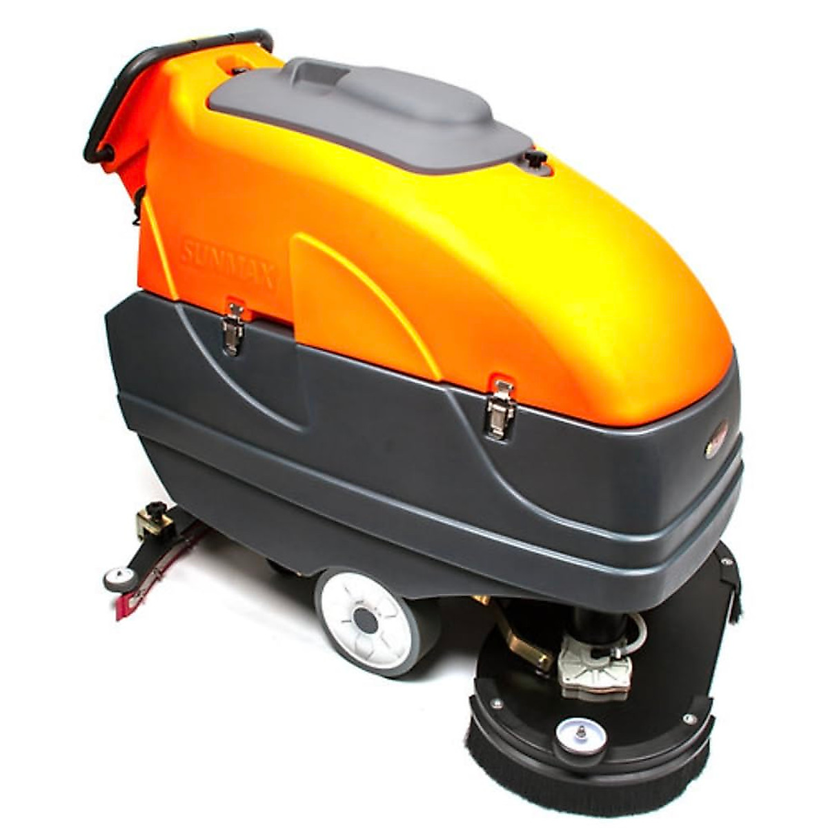 SUNMAX RT120 34" Self-Propelled Commercial Floor Scrubber Machine - 33-Gal Tank, Dual Brushes, Battery Powered, High Efficiency for Large Areas