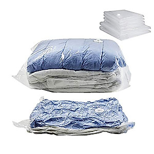 VICARKO Space Saver Vacuum Seal Storage Bags, for Cloths, Comforters and Blankets, Compression Bags, Combo 6 -Pack (4 Large, 2 Jumbo), White