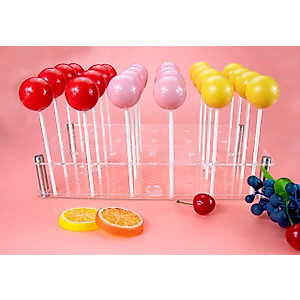 Ackers BORO3.3 Cake Pop Display Stand, 24 Hole Clear Acrylic Lollipop Holder Weddings Baby Showers Birthday Parties Anniversaries Halloween Candy Decorative (24 Hole)