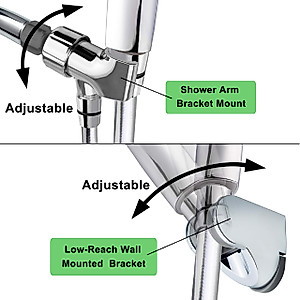 PIH High Pressure Luxury Handheld Shower Head Unit with Powerful Shower Spray w/Pause Setting, Suitable for RV Shower and Wall Holder Shower Arm, w/Flexible Hose, Chrome