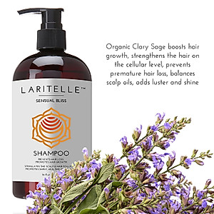 Laritelle Organic Shampoo 17.5 oz. Argan Oil, Rosemary, Palmarosa. Promotes Hair Growth, Prevents Hair Loss. GF