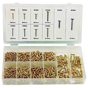 Storehouse 67678 500 Piece Brass Plated Wood Screw Assortment