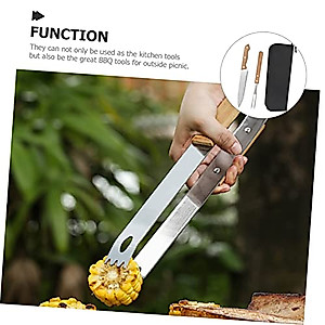 MUSISALY 1 Set Barbecue and Fork Tools Beef Fork Chef Carving Fork Poultry Serving Fork Kitchen Roast Fork Marshmallow Fork kit Meat Fork Travel Stainless Steel Outdoor