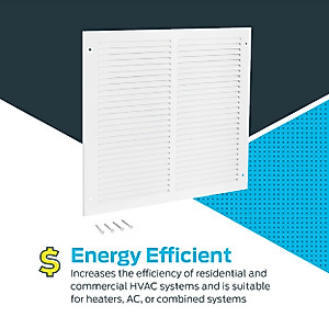 EZ-FLO 16 x 16 Inch (Duct Opening) White Return Air Vent Cover for Wall or Ceiling, 17-3/4 Inch x 17-3/4 Inch (Overall Dimensions), Solid Steel Return Air Grille, HVAC Air Return, 61641
