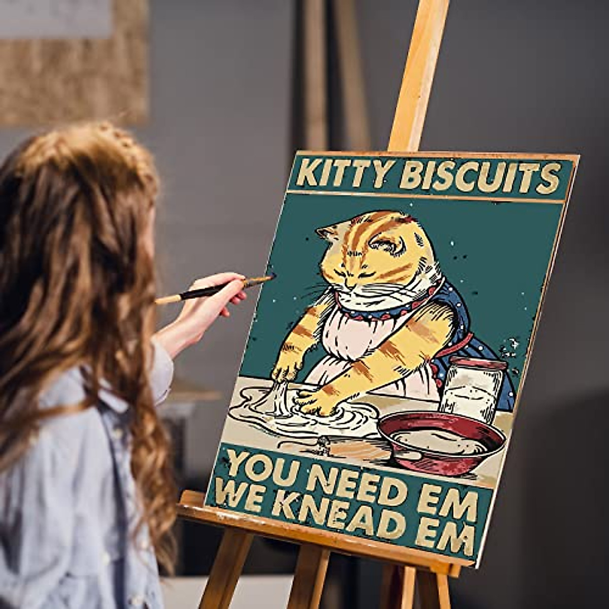 MOGTAA Inspirational Paint by Numbers, Cat Oil Painting Kits for Adults Kids, DIY Inspirational Paint by Numbers on Canvas Drawing Paintwork with Paintbrushes Acrylic Pigment for Home Decor (40x50cm)