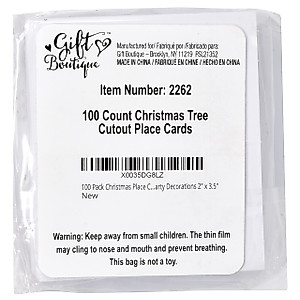 100 Pack Christmas Place Cards Holiday Seating Name Card Die Cut Xmas Tree Table Setting Folded Paper Tent Cards for Dinner Wedding Tables Placement Party Decorations 2" x 3.5"