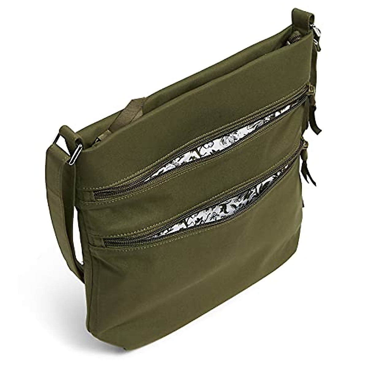 Vera Bradley Women's Cotton Triple Zip Hipster Crossbody Purse, Climbing Ivy Green, One Size