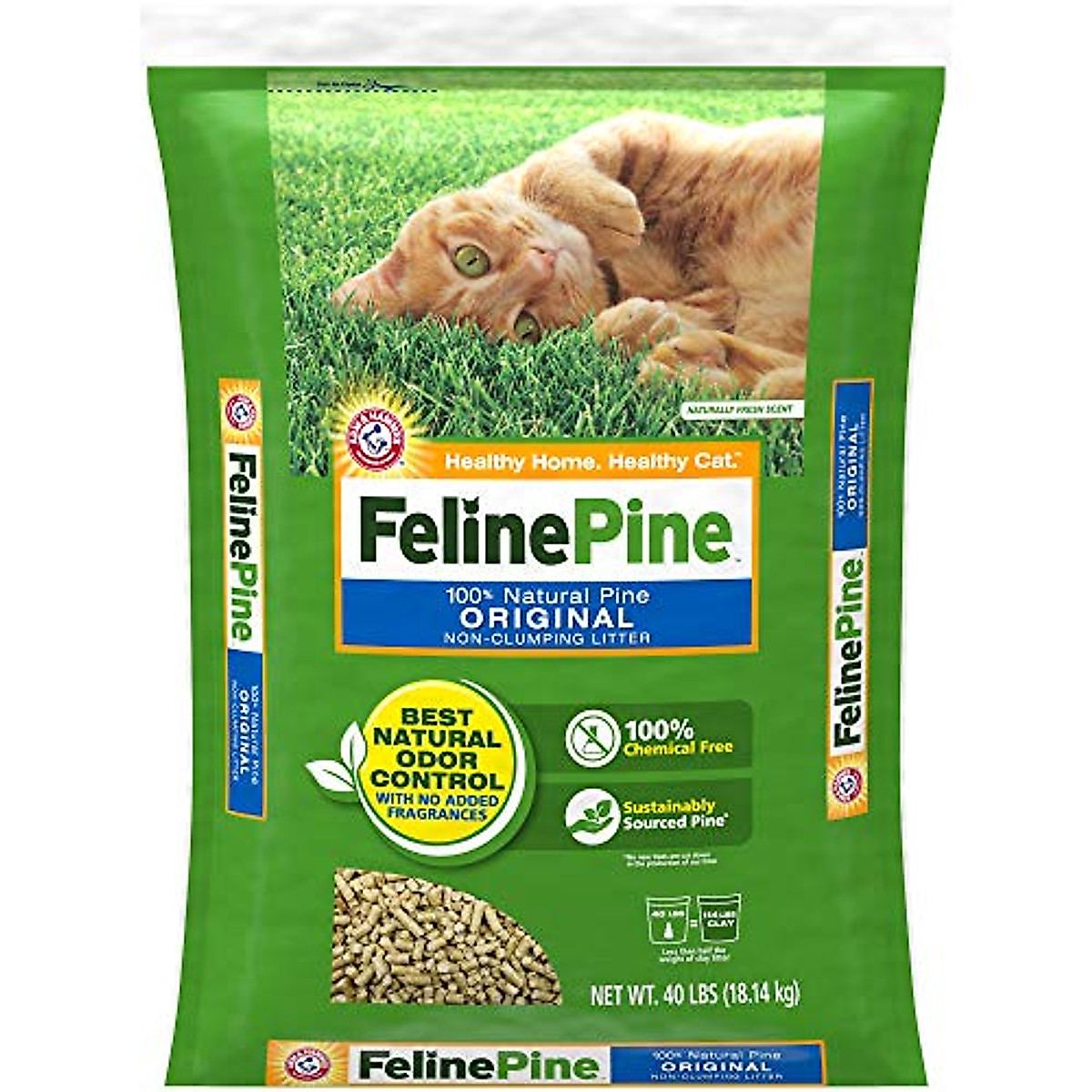 Feline Pine Original Cat Litter 40LB, Blacks & Grays (643004)