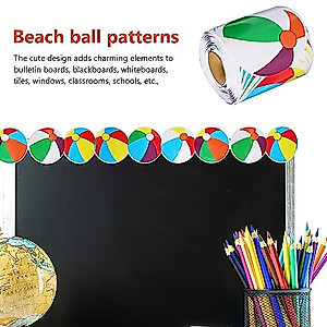 MAGICLULU Bulletin Board Bulletin Borders Stickers Beach Ball Border Trim Summer Blackboard Border Sticker for Party Classroom Wall Decoration Ocean Decor
