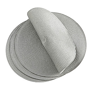 Round Placemats, Crossweave Heat Resistant Classic Woven Round Place Mats Diameter 13.5 inch for Kitchen Table Set of 6 (Light Gray)