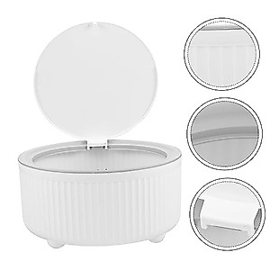 ANDRESLAD Desktop Press Garbage Recycling Bin Waste Paper Basket Animal Trash Can Press Top Trash Can Desk Garbage Can Trash Container Countertop Wastebasket Toillet Paper Bin White Plastic