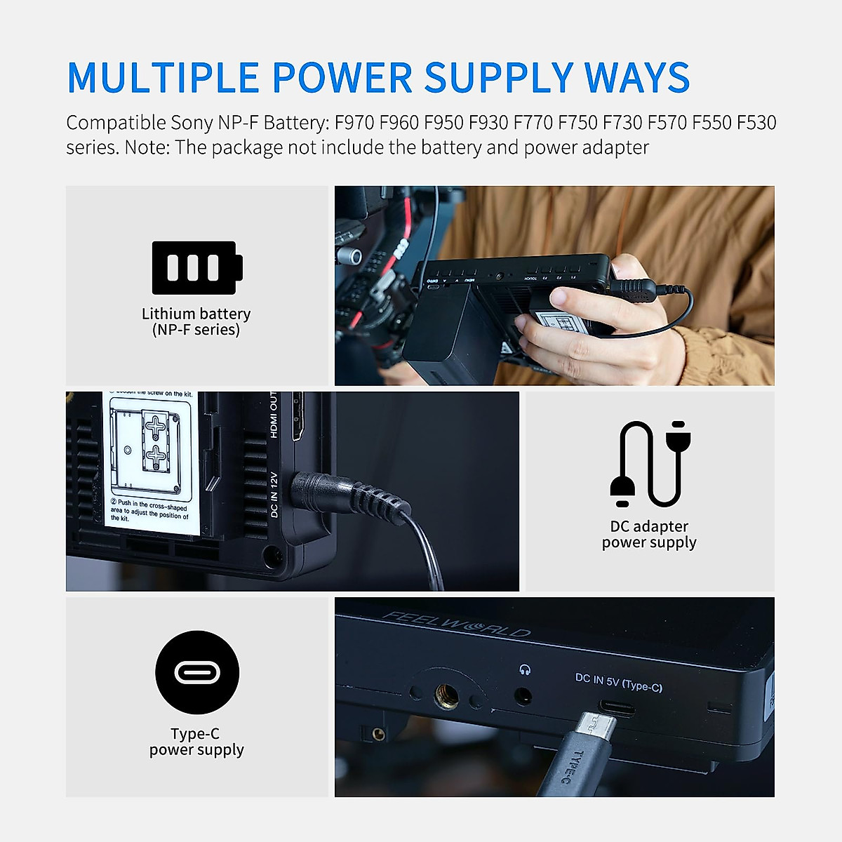 FEELWORLD 5.5 Inch 1600Nit Camera Field Monitor Ultra Bright 4K HDMI Video Monitor Touch Screen DSLR Monitor F970 External Install F5PROX