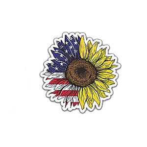 Smart-USA Flag Sunflower Sticker for Car Decal Truck Window Sticker Laptop Decal Auto Vinyl Sticker Motorcycle Helmet | 4 INCH | Set of 5 | SD-795