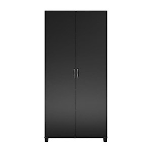 Pemberly Row Transitional 36" Utility Storage Cabinet in Black