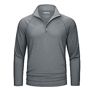 TACVASEN Men's Athletic Shirts UPF 50+ Sun Protection Lightweight Workout T-Shirt, Dark Grey, S