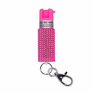 SABRE Jeweled Pepper Spray, Maximum Strength, Fashionable Monochromatic Design, Quick and Easy Access Snap-Clip for Secure Attachment, Protect Against Multiple Threats with up to 10 second spray time